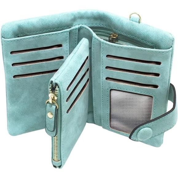 Bags | Wallets For Women Bifold Small Rfid Soft Leather Mint Green ...